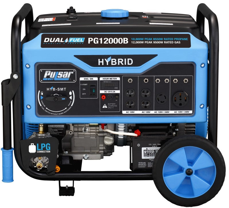 Pulsar 12,000W Dual Fuel Portable Generator with Electric Start and ...