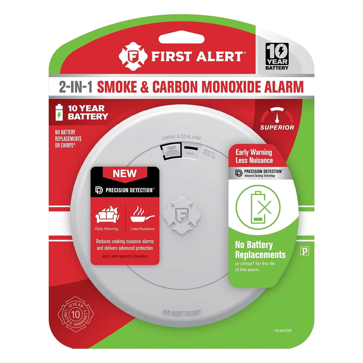 First Alert SMCO210 Sealed 10-Year Battery Combo Smoke and CO Alarm ...