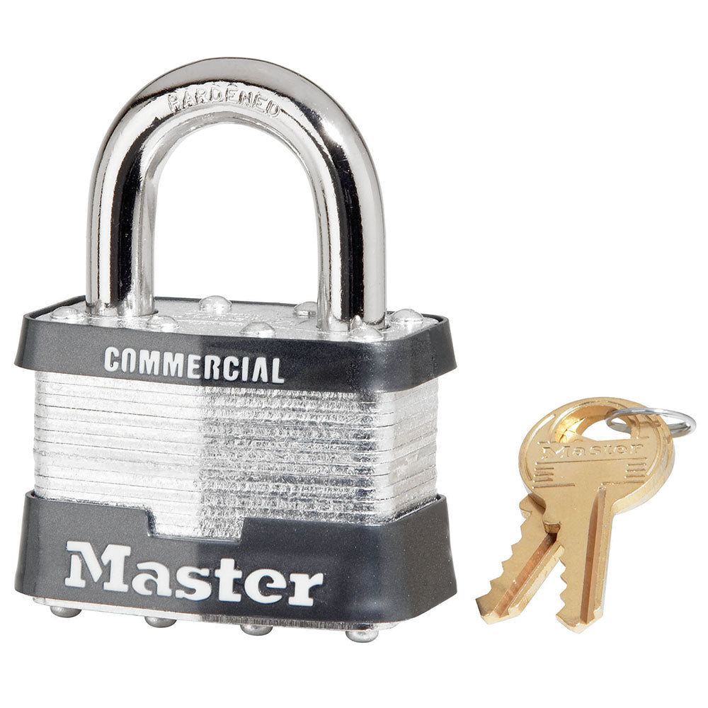 Master Lock Laminated Padlock 2'' Wide 4 Pin Tumbler Keyed Alike Key ...